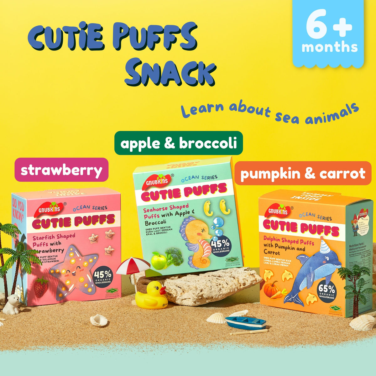 Cutie Puffs Organic Snack - 3 Flavours (6 months onwards) | Gnubkins