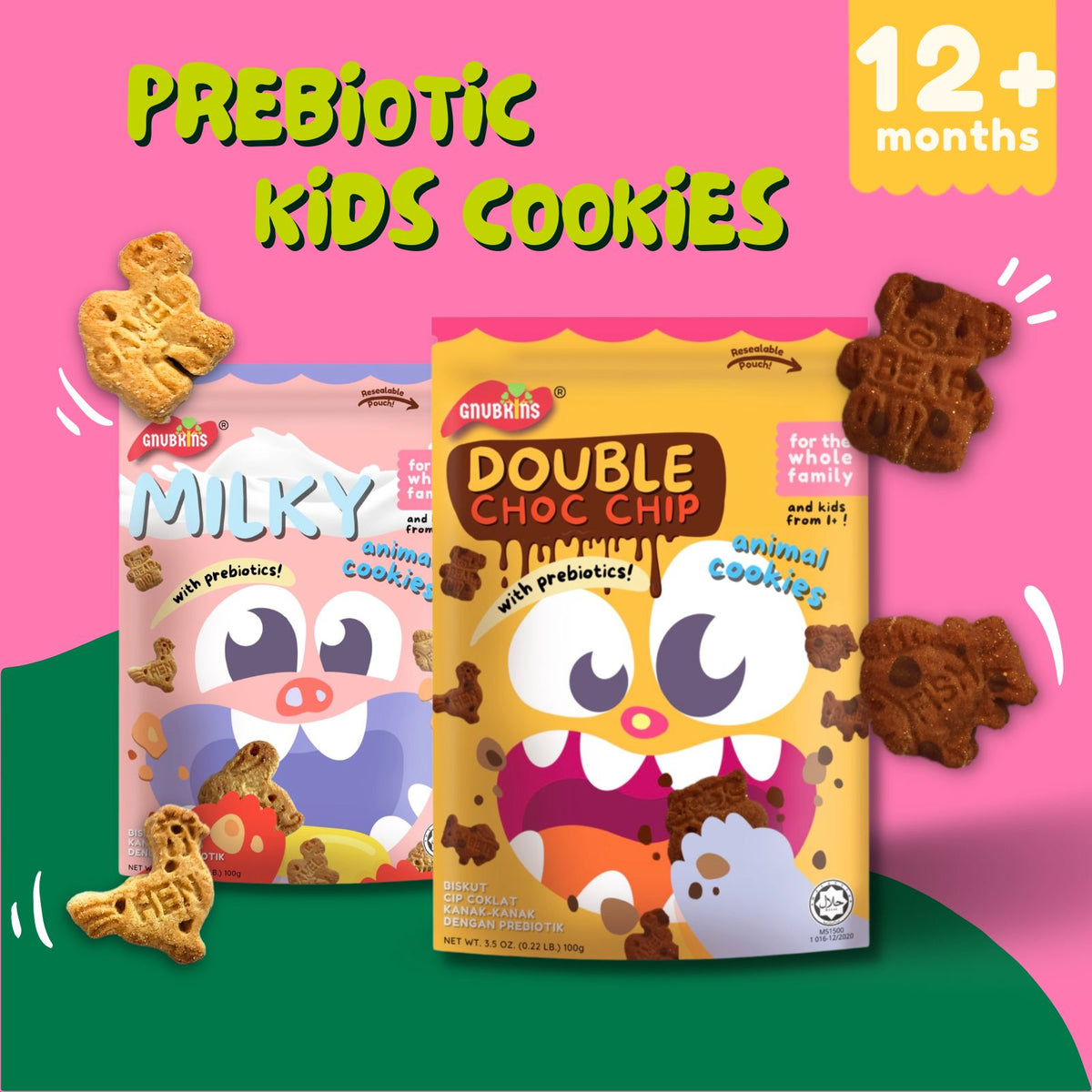 Prebiotic Kids Cookies - 2 flavours (12 months till adult) | Gnubkins