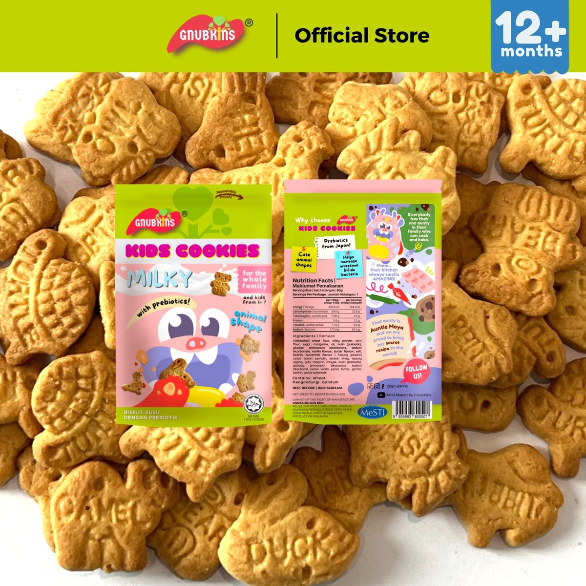 Prebiotic Kids Cookies Mini Pack 40g | Gnubkins